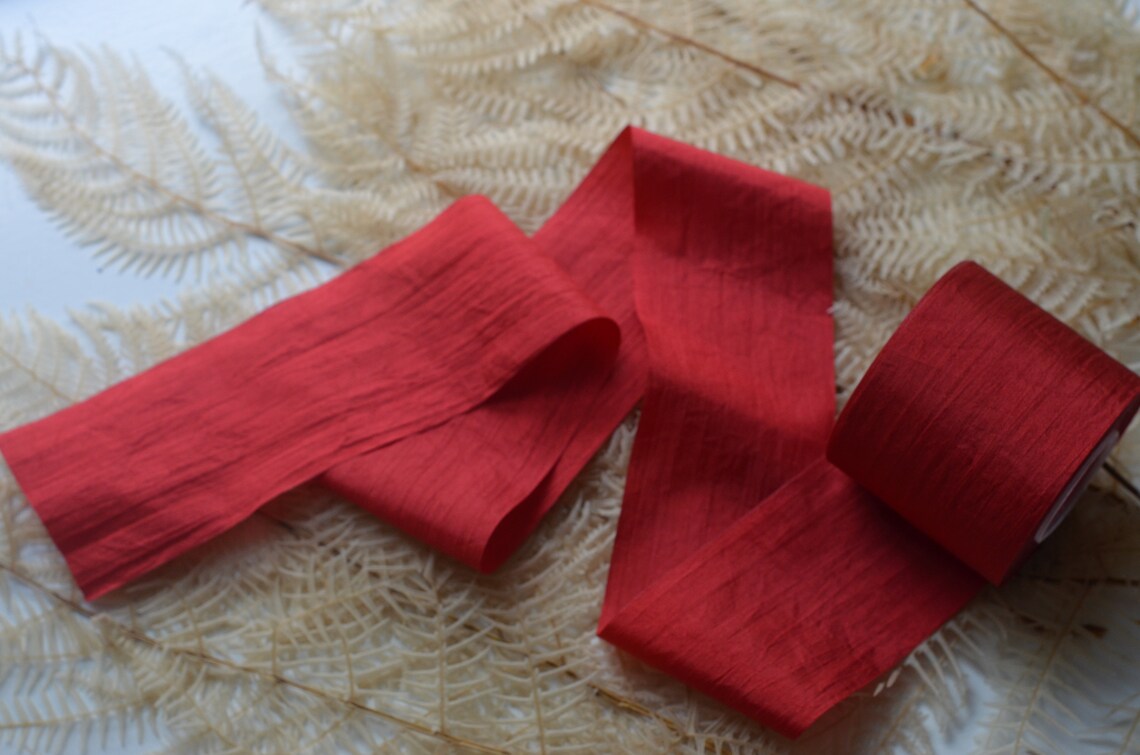 Red crinkled 2 1/2 wide ribbon | Etsy