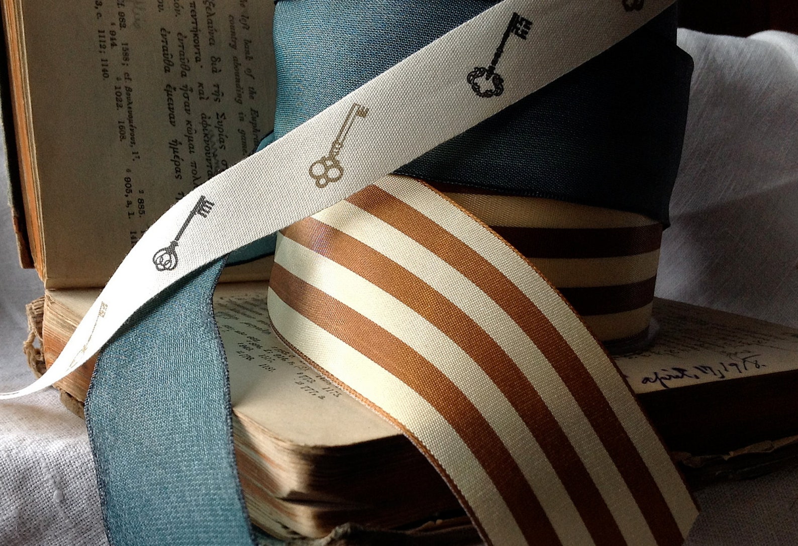 30 Yard Roll of Cotton Ribbon With Key Print | Etsy