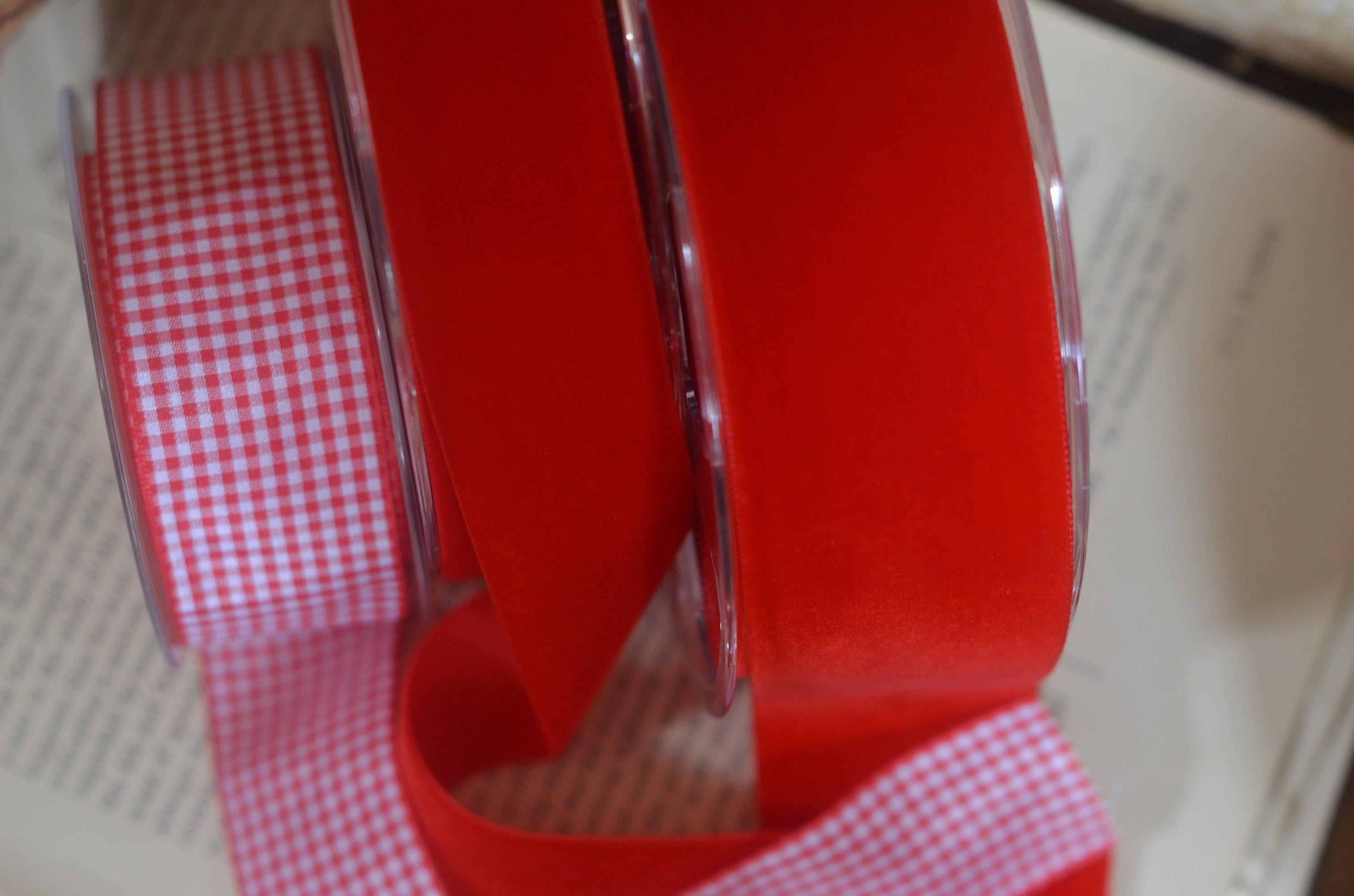 Red and White English Check Ribbon | Etsy