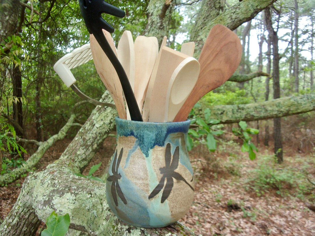 Dragonflies Adorn This Unique Kitchen Utensil Crock - Etsy
