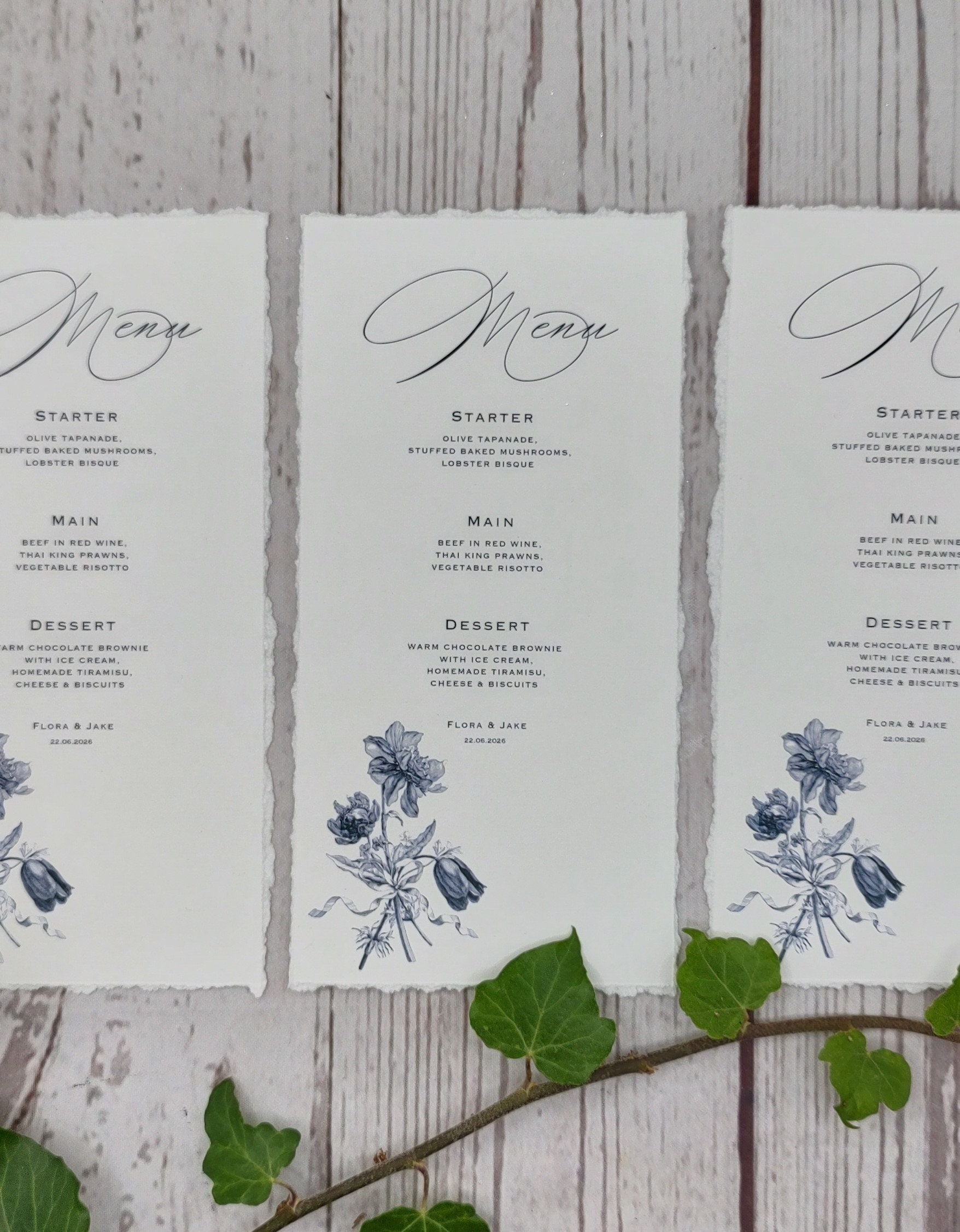 Personalised Rococo Wedding Menu: Cotton Rag With Torn Edges - Etsy