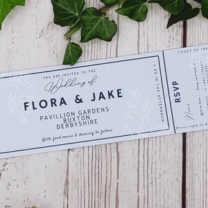 Pretty Pastel Ticket Style Wedding Invitations With Perforated Tear off ...