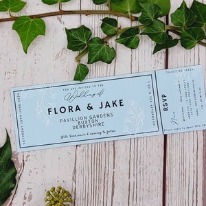 Pretty Pastel Ticket Style Wedding Invitations With Perforated Tear off ...