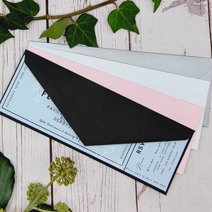 Pretty Pastel Ticket Style Wedding Invitations With Perforated Tear off ...