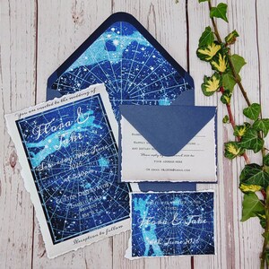 Celestial Star Chart Wedding Invitations With Rsvps,hand Torn Edges ...