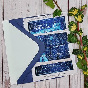 Celestial Star Chart Wedding Invitations With Rsvps,hand Torn Edges ...