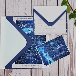 Celestial Star Chart Wedding Invitations With Rsvps,hand Torn Edges ...
