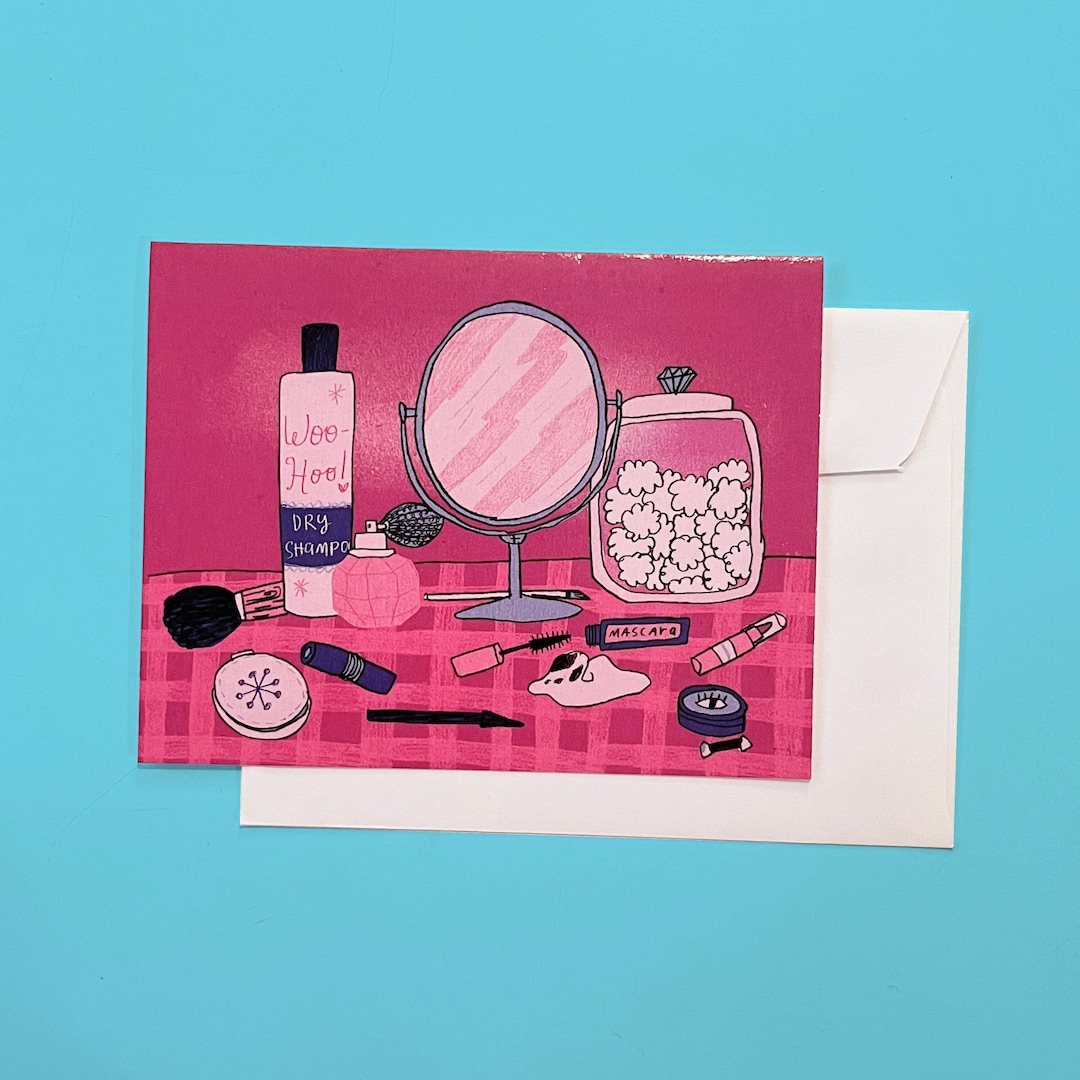 Beauty and Glamour Card, Make up Greeting Card - Etsy