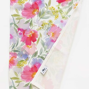 Pink Flower Dish Towel, Painted Peony and Cosmo Plants Tea Towel ...