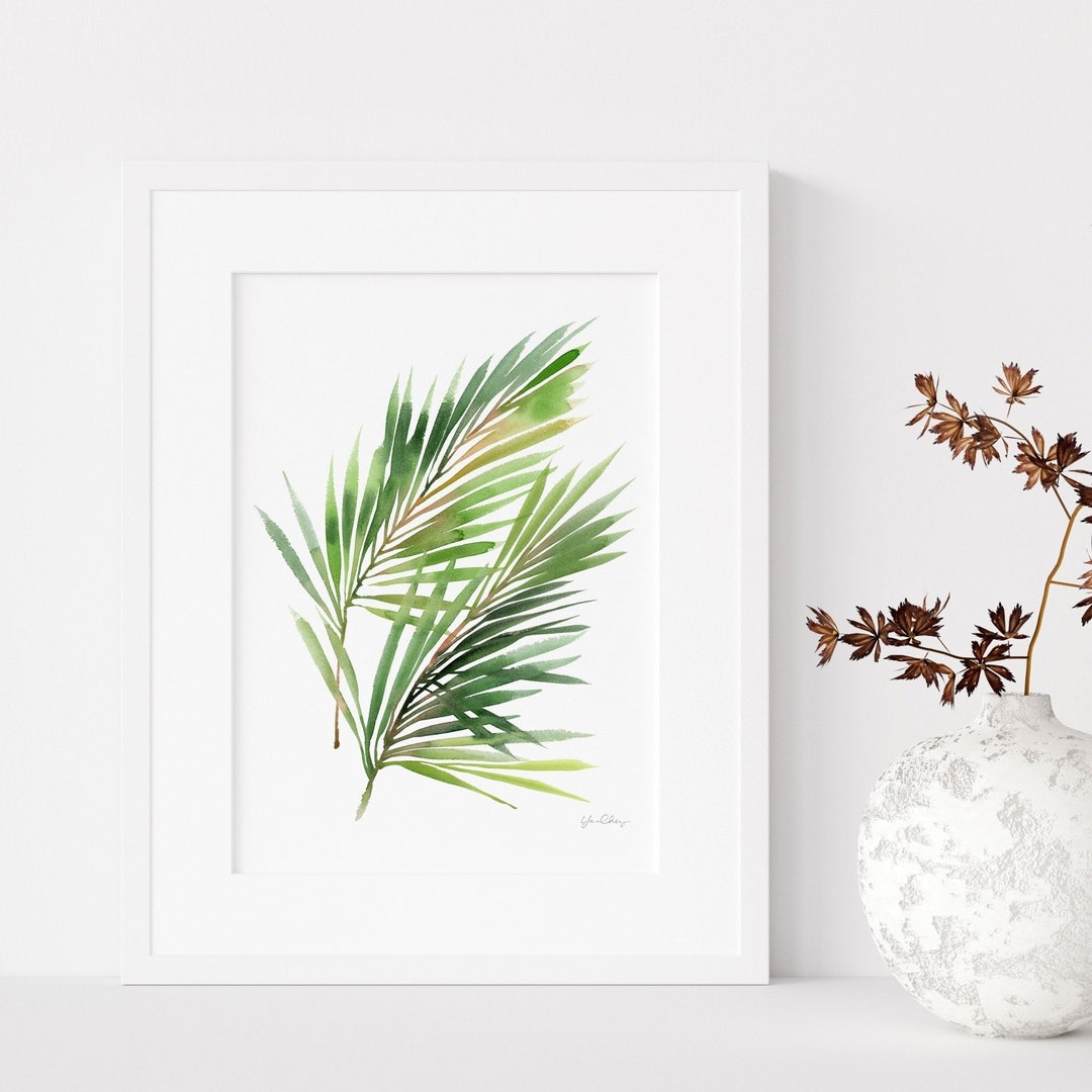 Tropical Palm Leaf Watercolor Print, Botanical Wall Art - Etsy