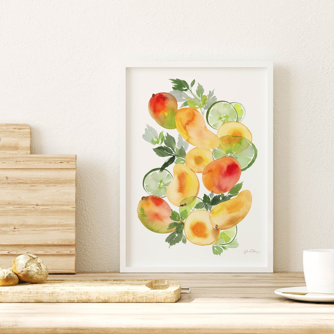 Mango Fruit Print, Watercolor Art for the Kitchen, Foodie and Mom Gift ...