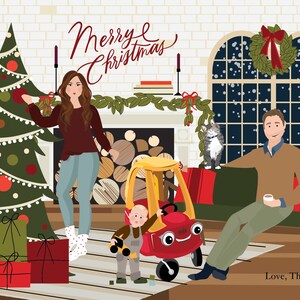 Custom Illustrated Family Christmas Card Creative Card With - Etsy