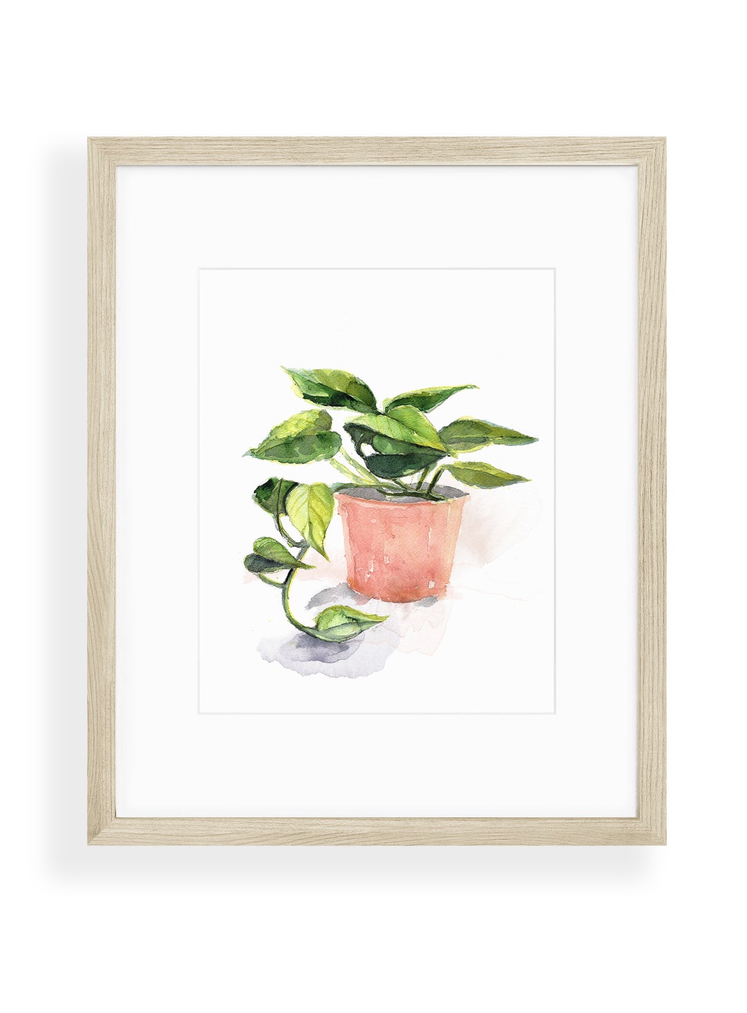 Watercolor Pothos Plant Print | Minimalist Art, Modern Art, Potted ...