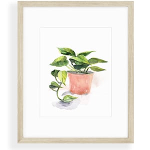 Watercolor Pothos Plant Print | Minimalist Art, Modern Art, Potted ...