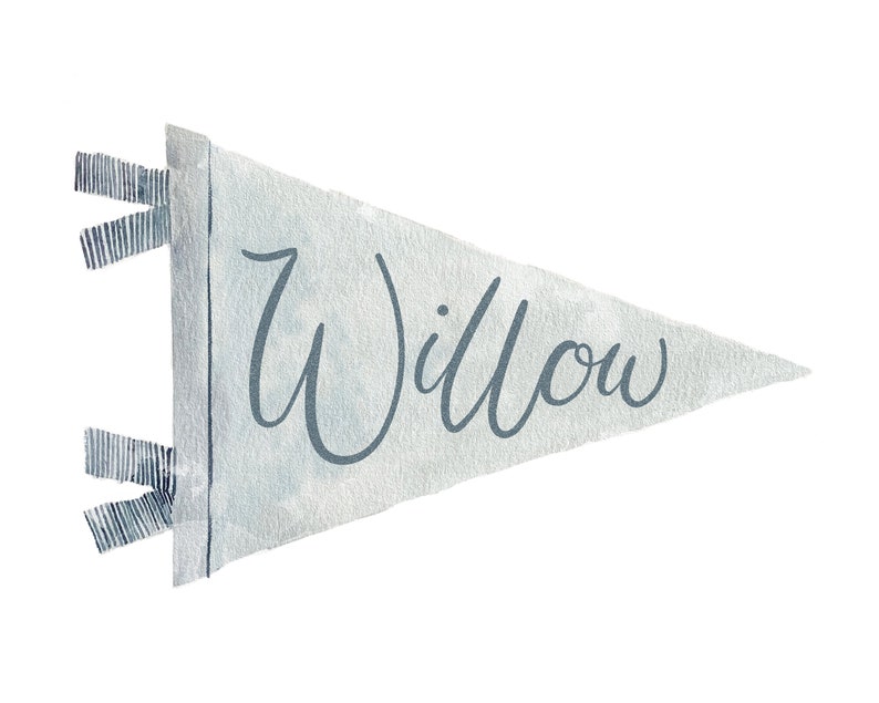 Custom Calligraphy | Watercolor Name Print | Custom Name Pennant Art ...