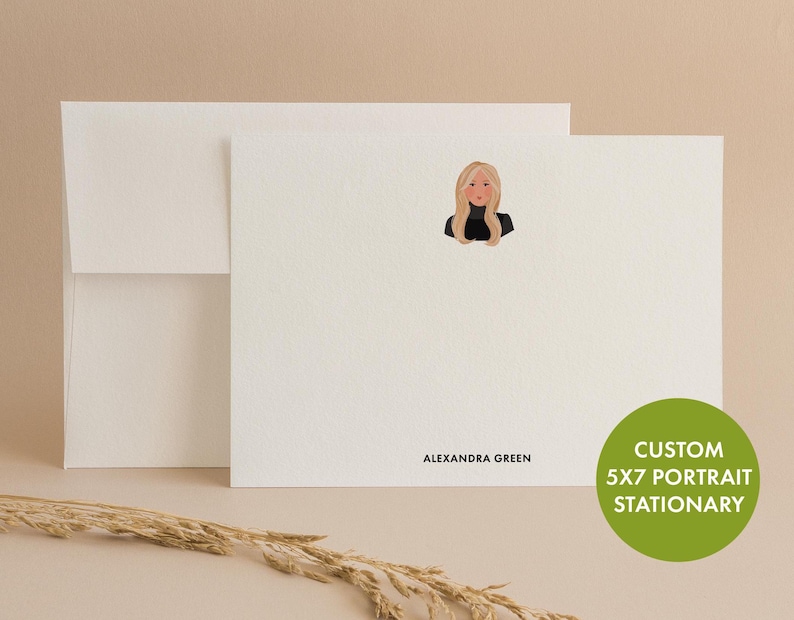 Custom Self-portrait Stationery | Hand-drawn Avatar Notecards With ...