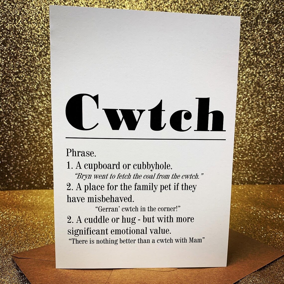 Cwtch definition greetings card dictionary style Welshisms | Etsy