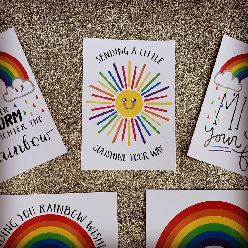 Pack of 16 Rainbow Themed Positivity Postcards Eight - Etsy UK