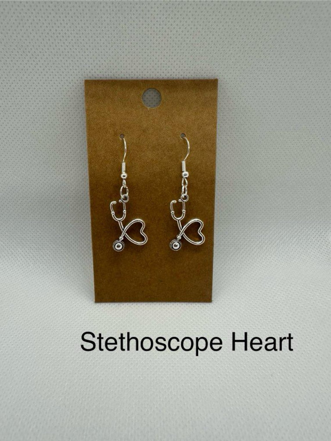Stethoscope Heart and Needle Syringe Dangle Earrings - Silver-tone, Doctor, Nurse, Phlebotomist ...