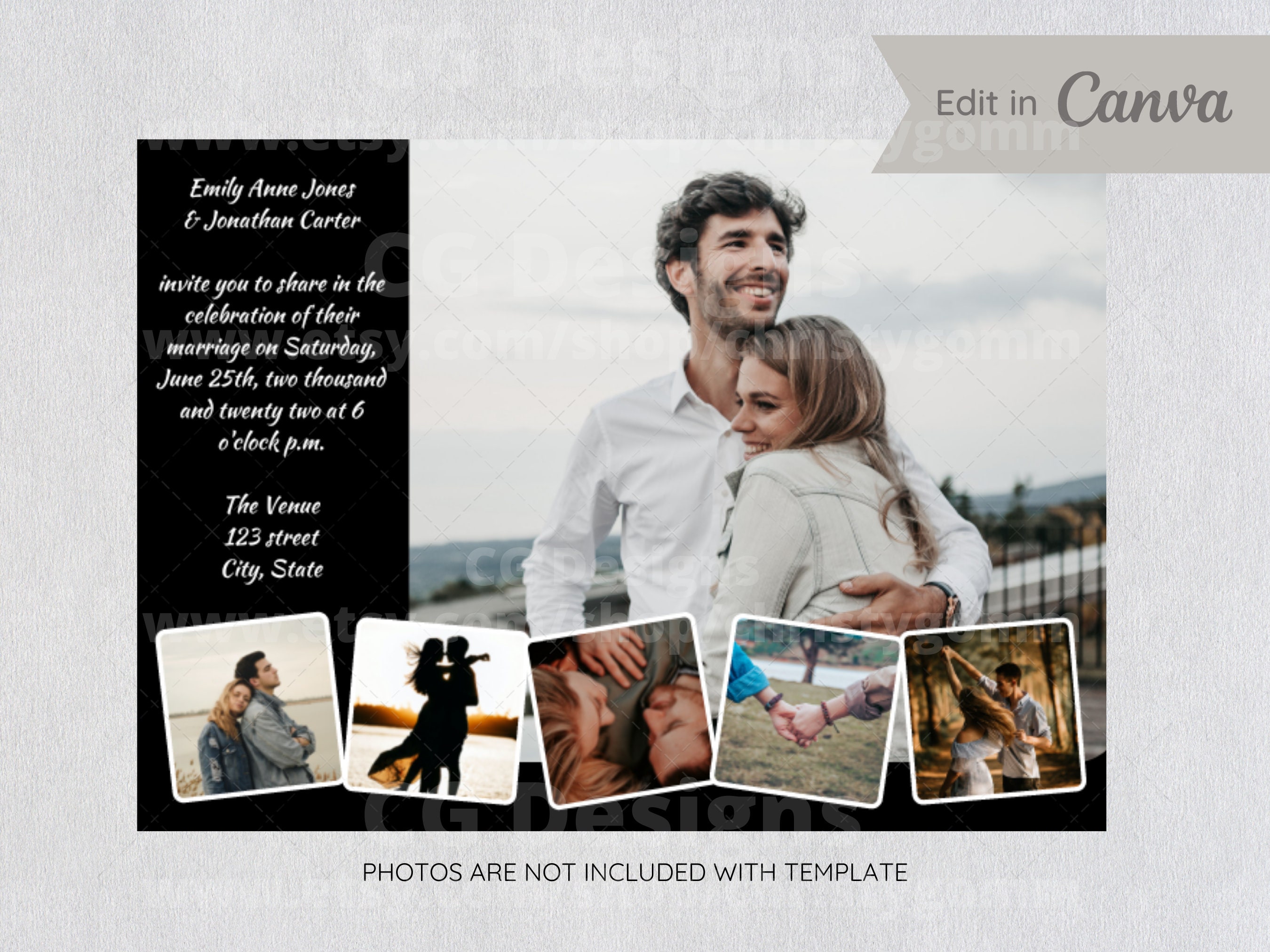 5x7 Invitation Card Digital Template DIY Printable Customize Gift Edit ...