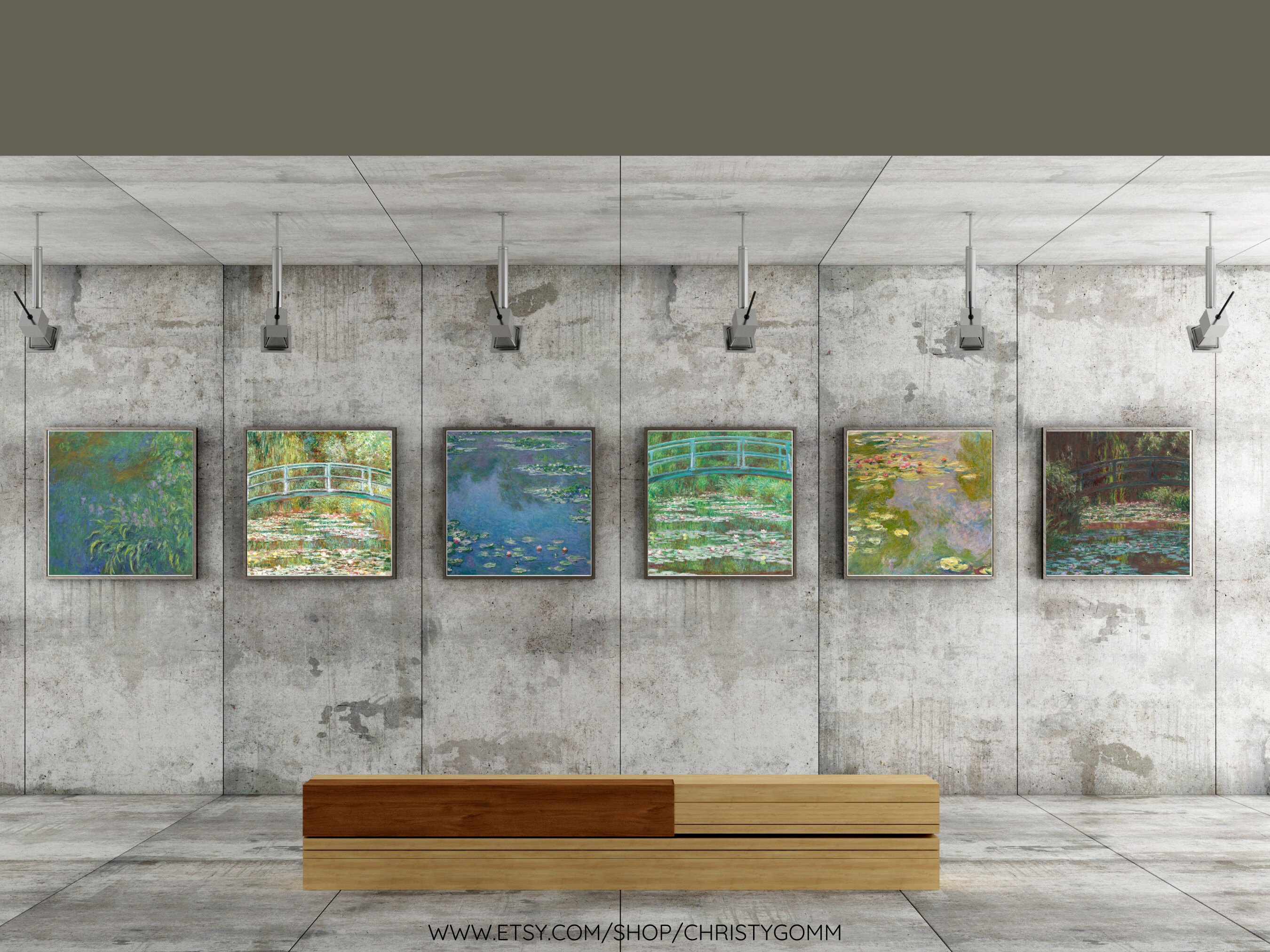 12"x12" Set of 6, Claude Monet, Water Lily Pond, Exhibition Art Prints ...