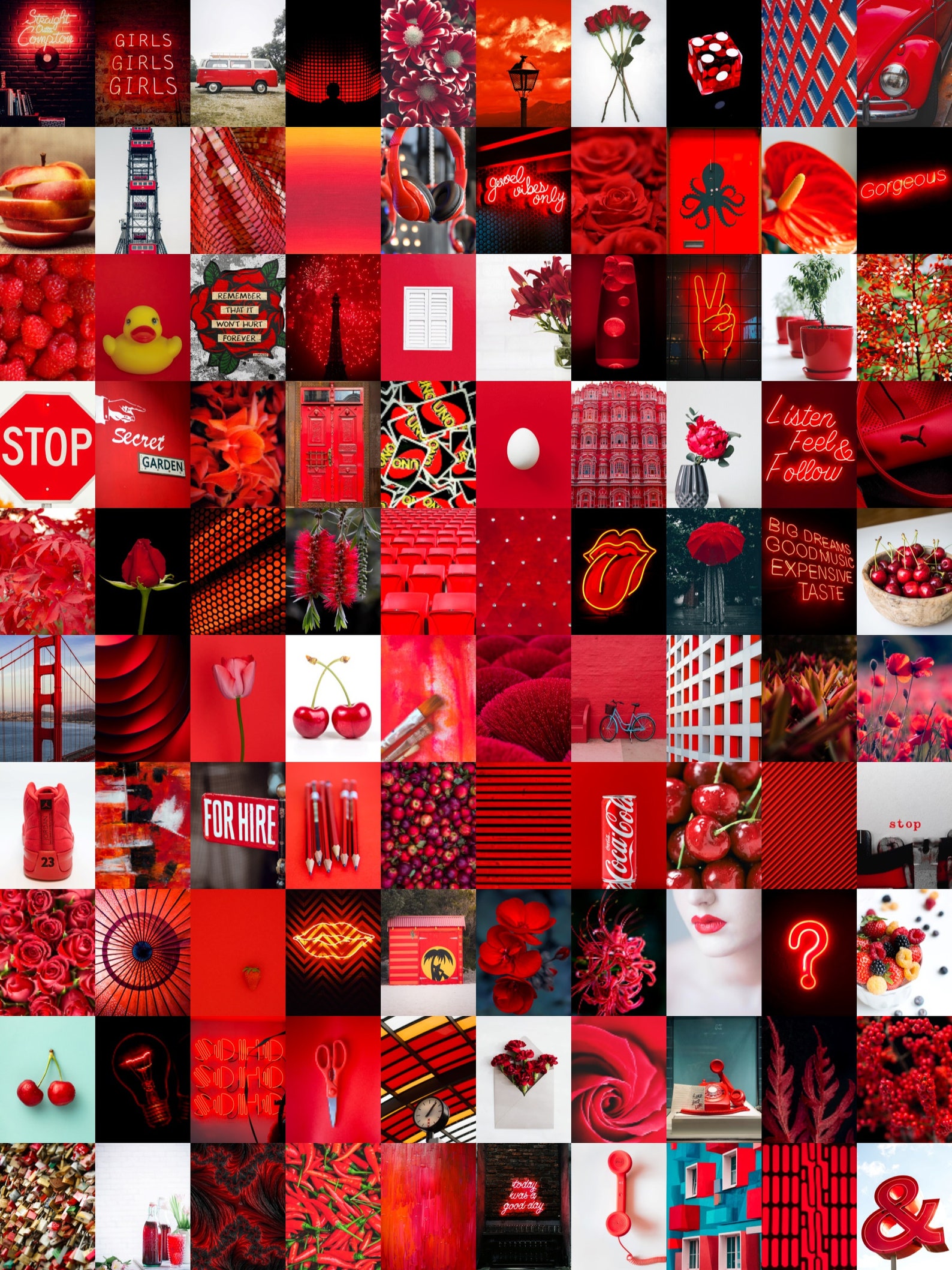 35 Pcs Red Aesthetic Wall Collage Kit Photo Collage Digital Etsy In ...