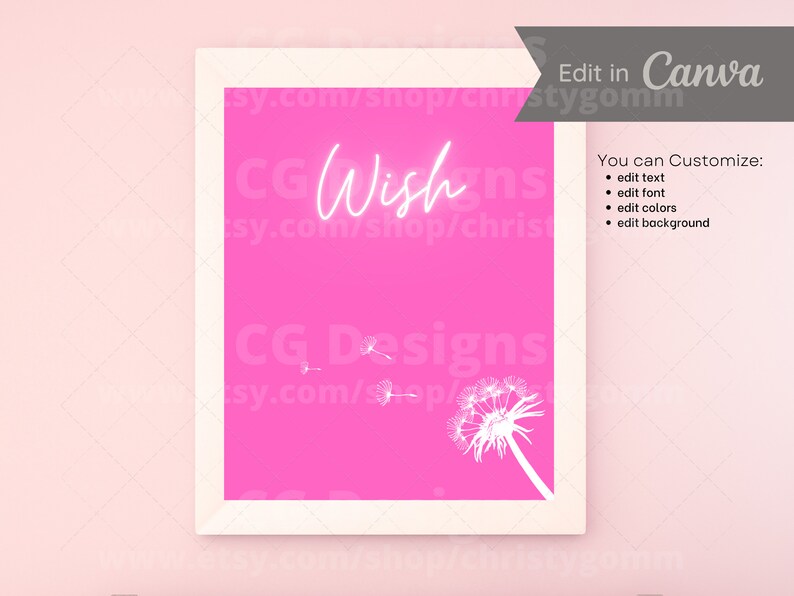 Wish Digital Wall Art 8x10 DIY Printable Customize Gift Edit Template ...