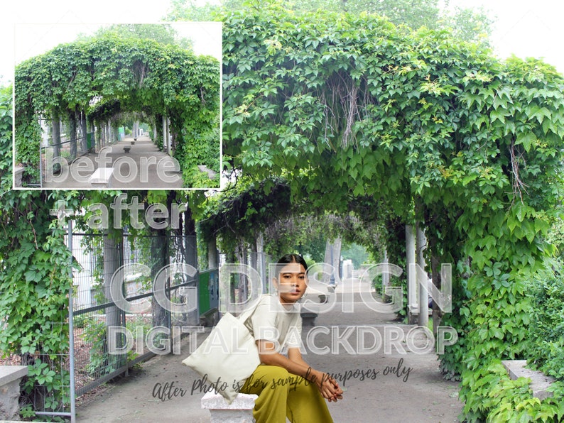 Paris Greenery Arch Walkway Path, Digital Backdrop Photographer ...
