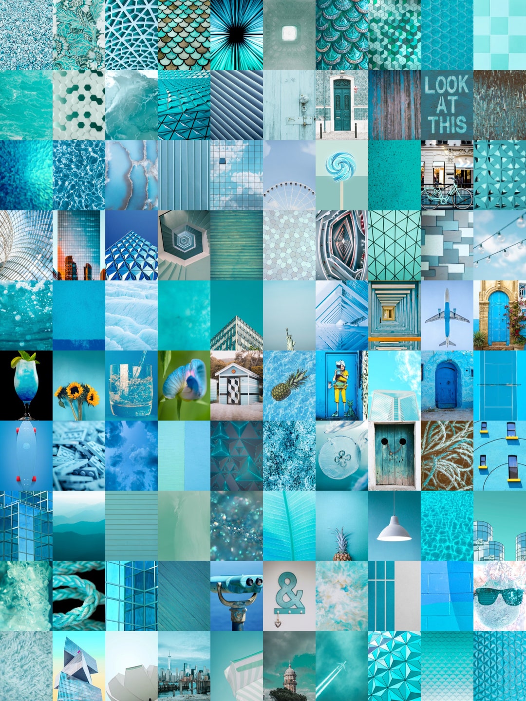 Aqua Blue - Aesthetic Wall Collage Kit | Digital Download | Photo ...
