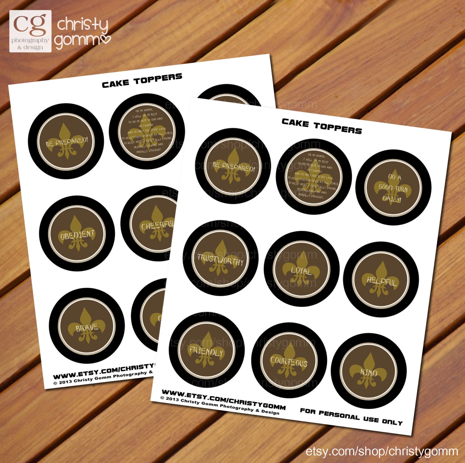 Boy Scout Cake Toppers - Black, Red, Blue - Cards - Table Confetti ...