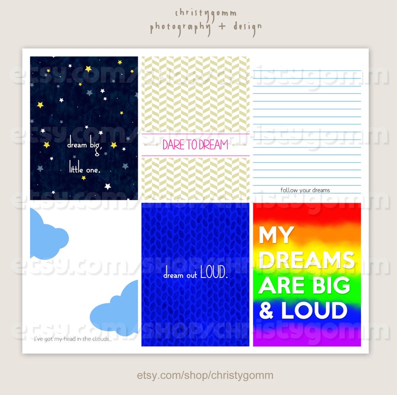 Dream 3"x4" Printable Journal Cards Digital Collage Sheet for ...