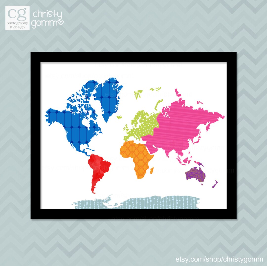 World Map Wall Art 8x10 Printable Image - Etsy