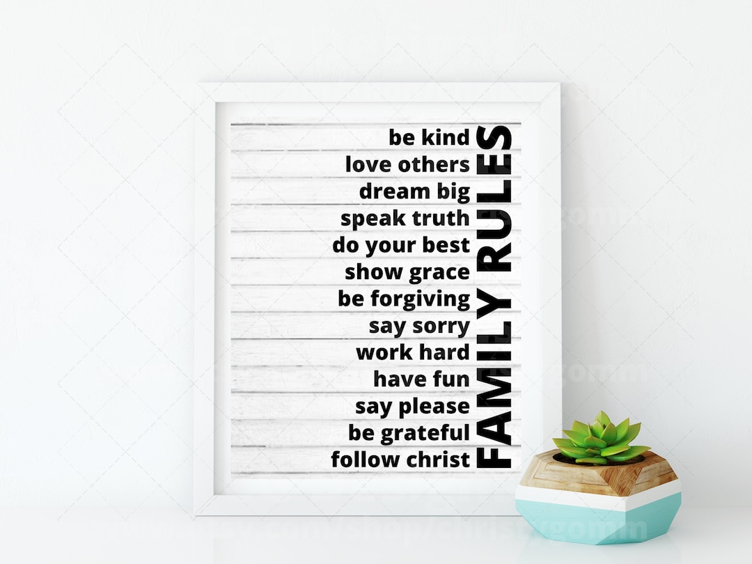 Family Rules Digital Wall Art 8x10 DIY Printable Customize Gift Edit ...