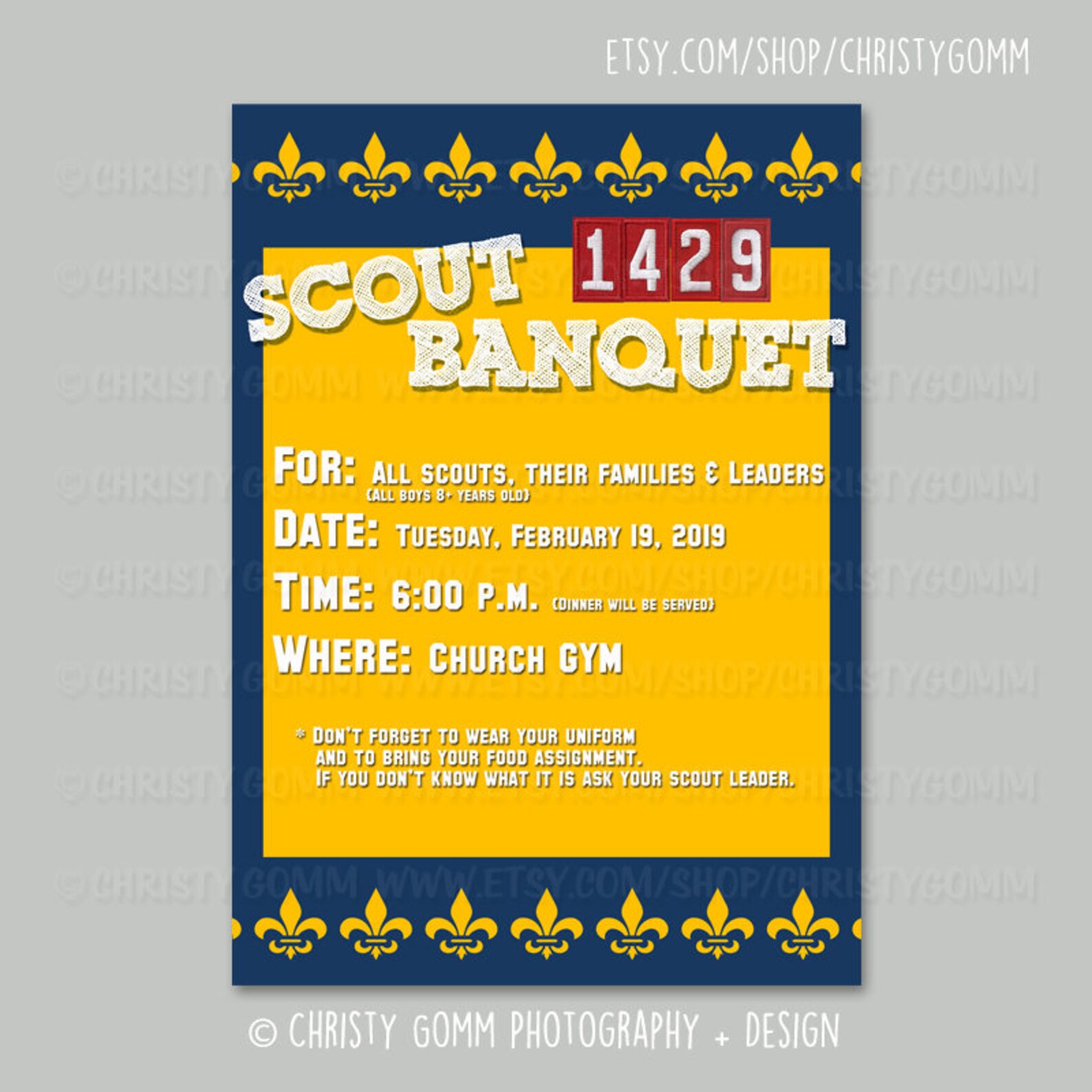 Boy Scout or Cub Scout Invitation Card 5x7 PSD photoshop | Etsy