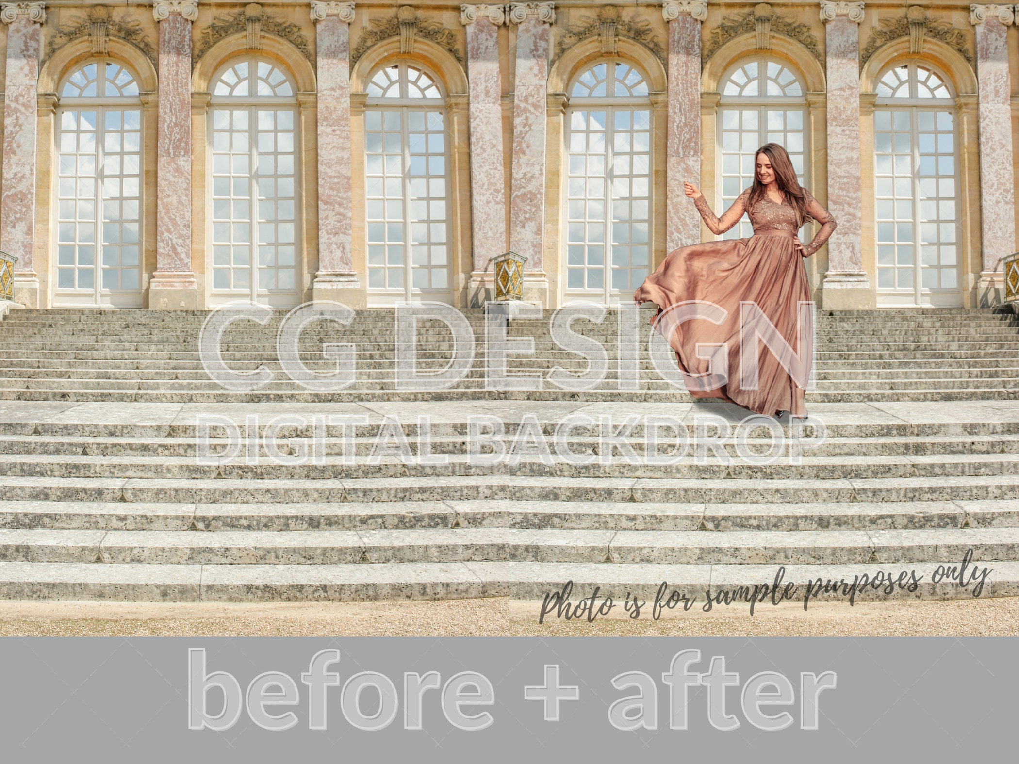 Versailles the Grand Trianon Steps Digital Backdrop for Photographer ...