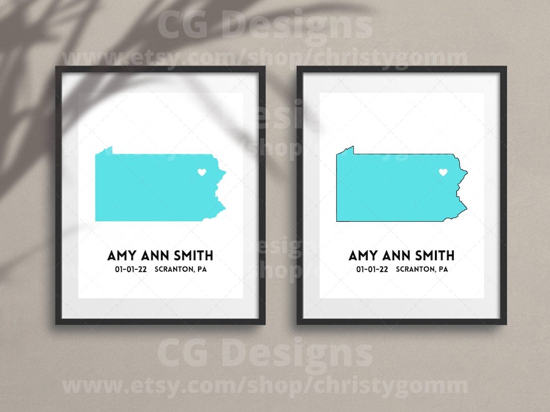 Pennsylvania State Digital 8x10 DIY Printable Wall Art Print Customize ...