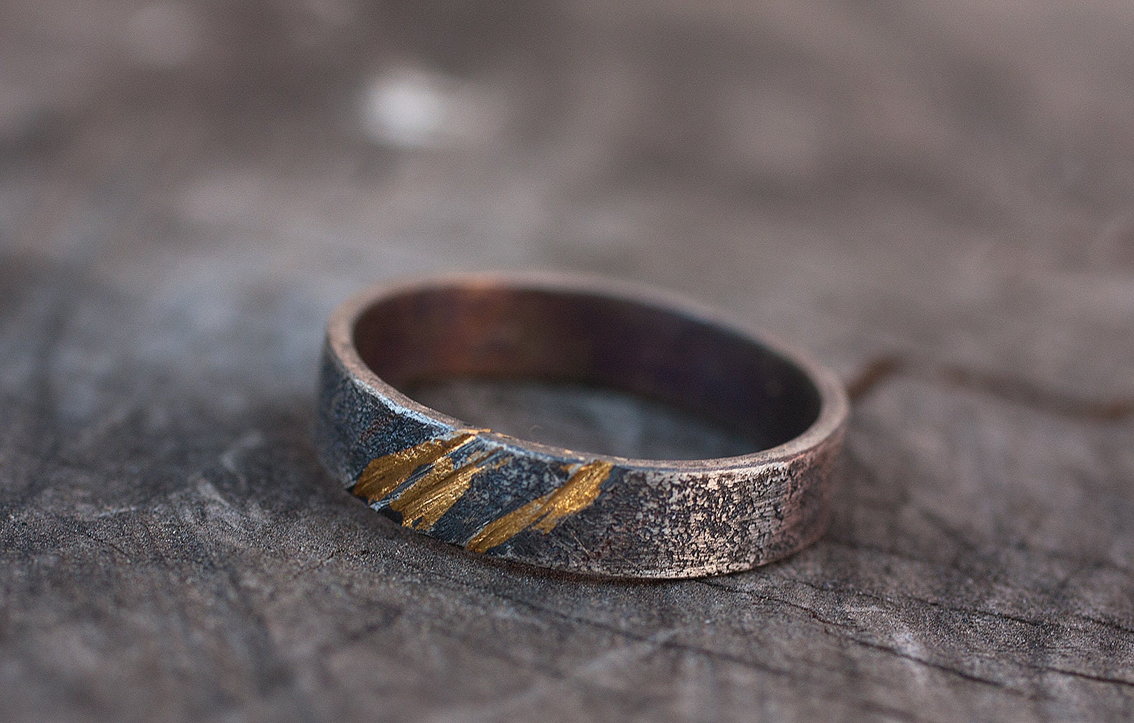 Unique Men Wedding Band: Keum Boo Ring Unusual Engagement | Etsy UK