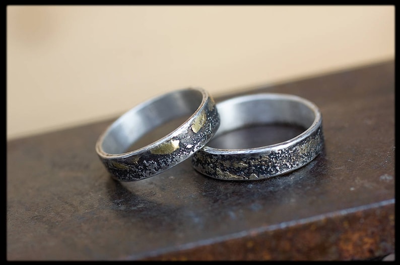 Wedding Ring Set: Rustic Wedding Bands, Matching Wedding Bands, Wedding ...