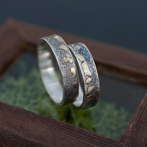 Wedding Ring Set: Rustic Wedding Bands, Matching Wedding Bands, Wedding ...