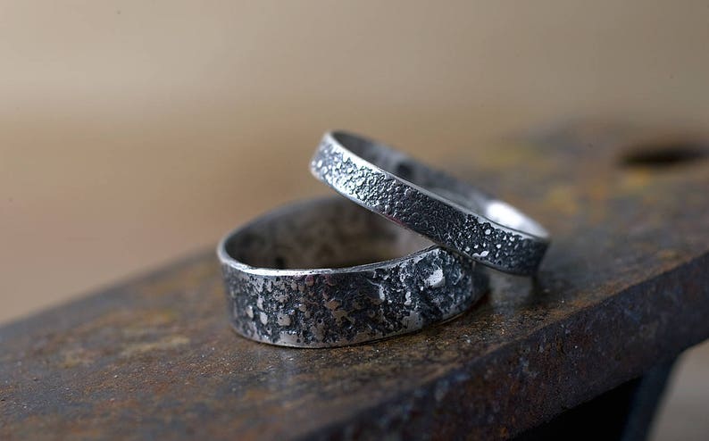 Wedding Ring Set: Rustic Wedding Bands Matching Rings for | Etsy