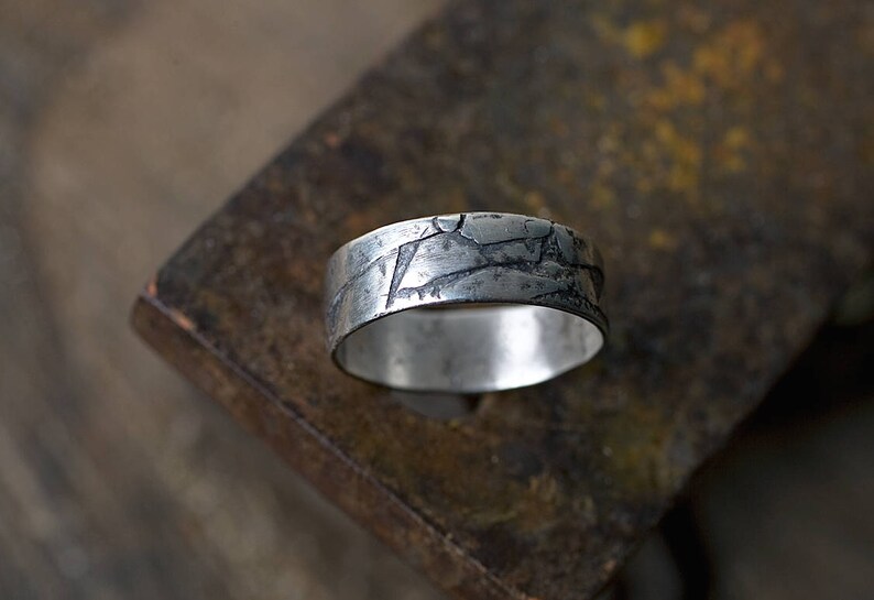 Unique men wedding band: Unusual engagement rings Two tone | Etsy