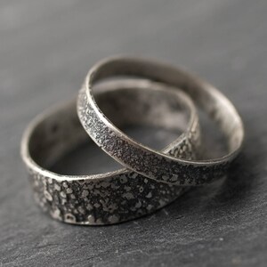 Wedding ring set: Rustic wedding bands Matching rings for | Etsy