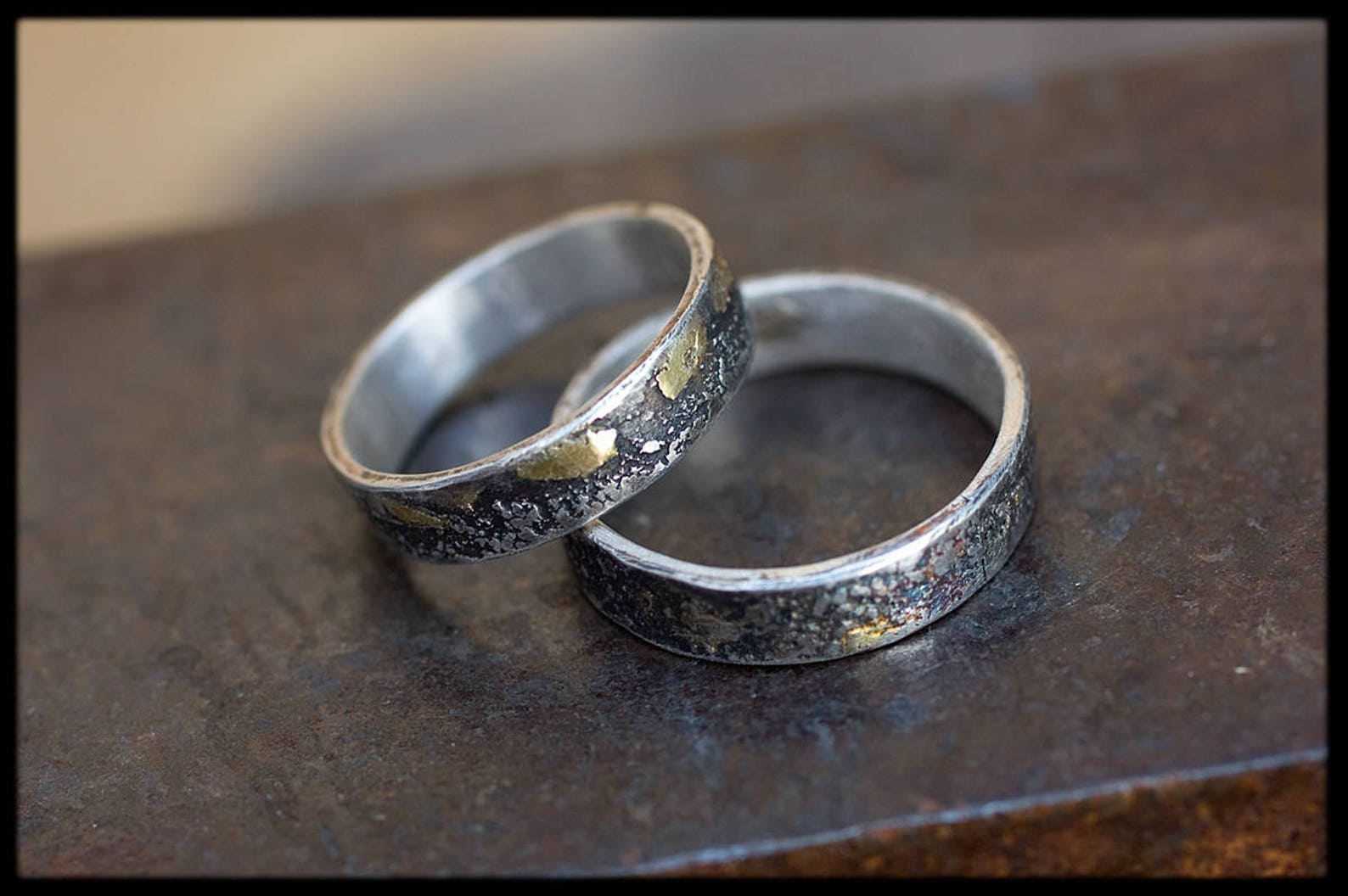 Wedding Ring Set: Rustic Wedding Bands Matching Wedding | Etsy