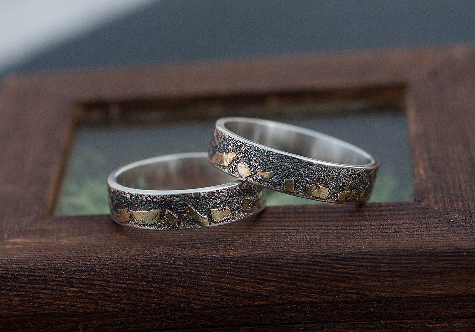 Wedding Ring Set: Rustic Wedding Bands Matching Wedding | Etsy