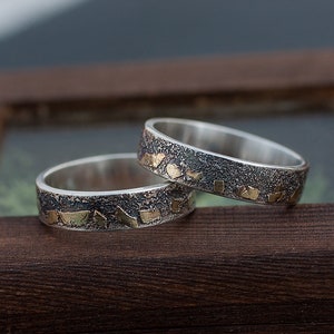 Wedding Ring Set: Rustic Wedding Bands, Matching Wedding Bands, Wedding ...