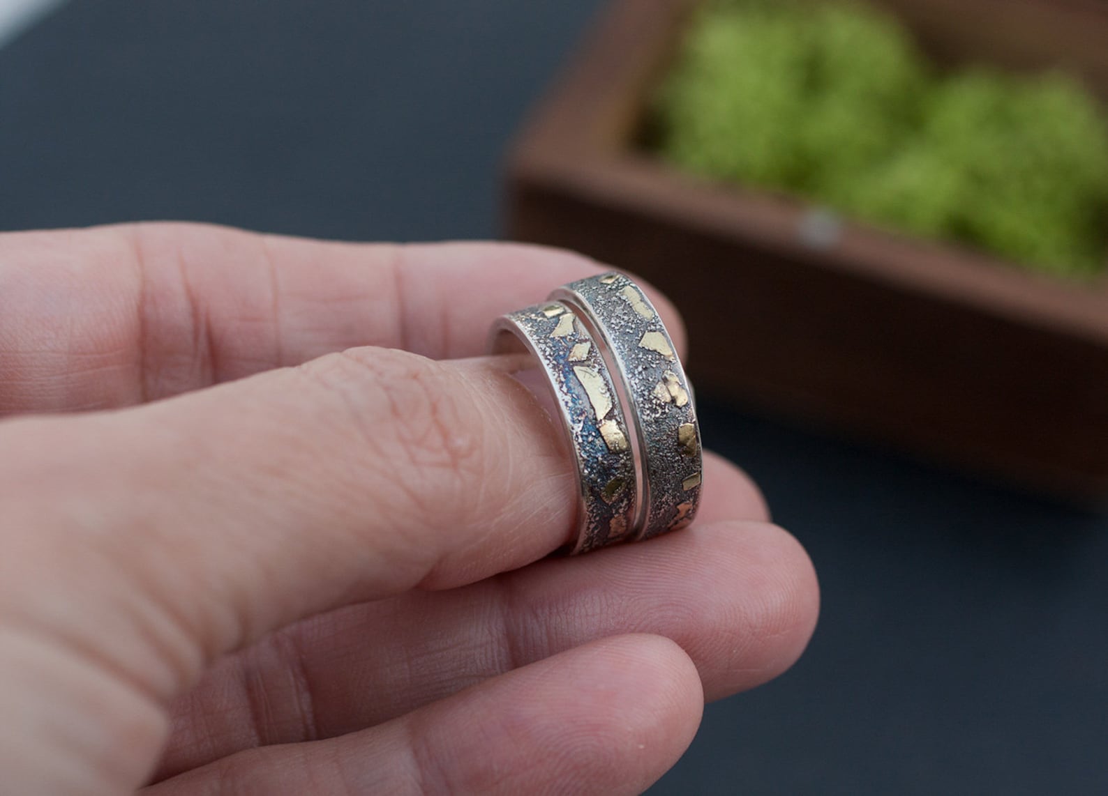 Wedding Ring Set: Rustic Wedding Bands Matching Wedding | Etsy