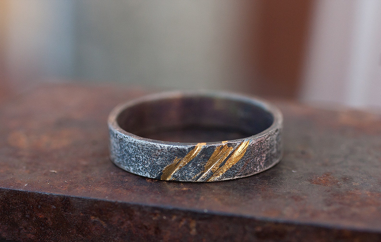 Unique Men Wedding Band: Keum Boo Ring Unusual Engagement | Etsy UK