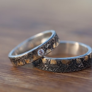 Wedding Ring Set: Rustic Wedding Bands, Matching Wedding Bands, Wedding ...