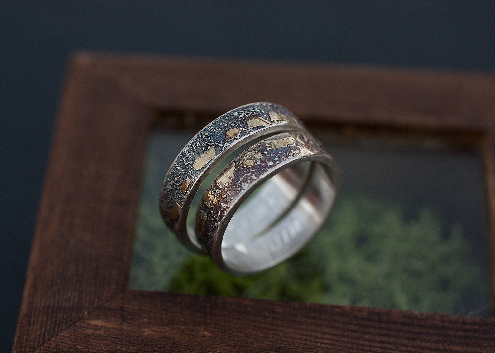 Wedding Ring Set: Rustic Wedding Bands Matching Wedding Band - Etsy