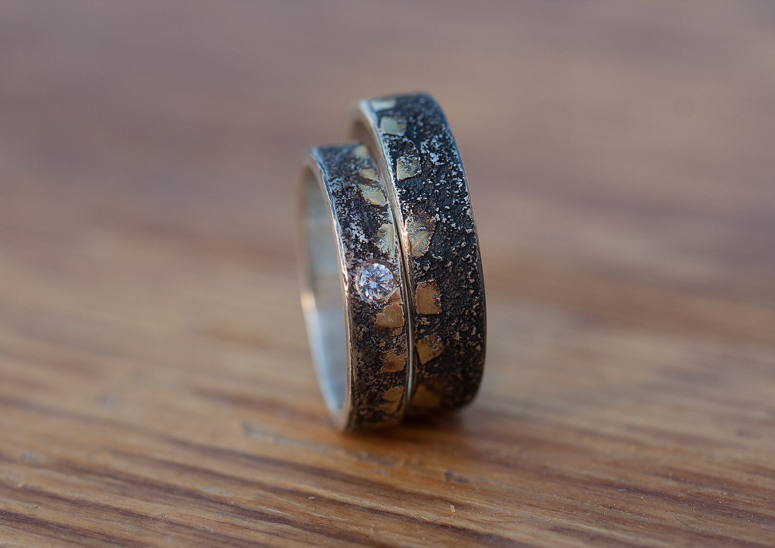 Wedding Ring Set: Rustic Wedding Bands, Matching Wedding Bands, Wedding ...